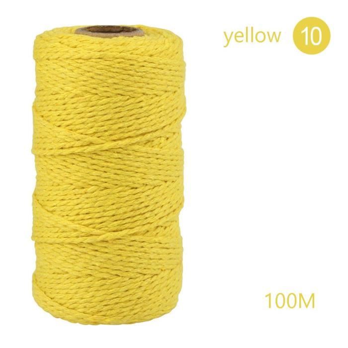 Pelotes de laine,Corde colorée 100% coton, ficelle de 2mm x 100m, pour ...