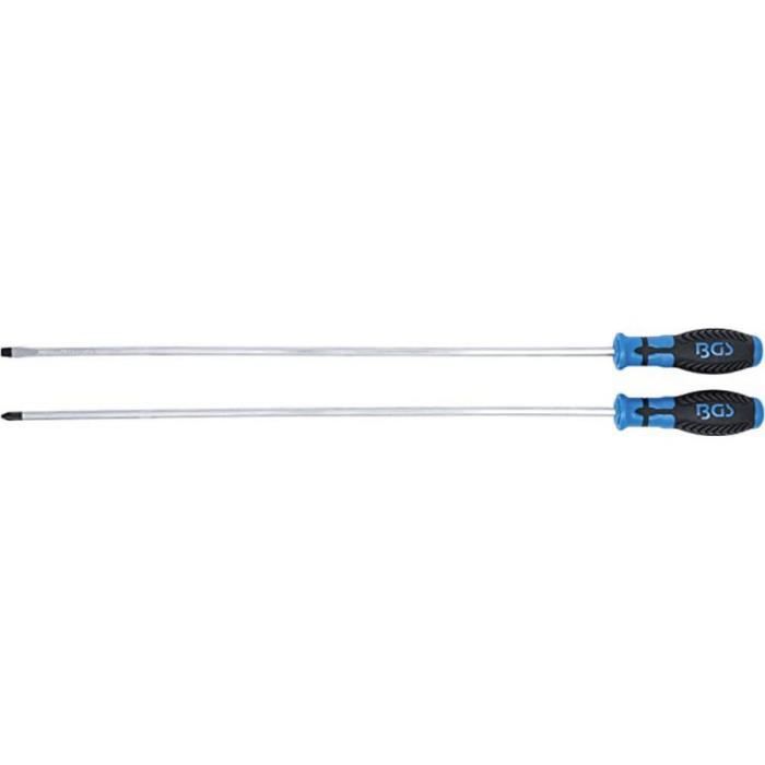 Tournevis - BGS TECHNIC - Lot de 2 - Extra-longs 450 mm - Plat et ...