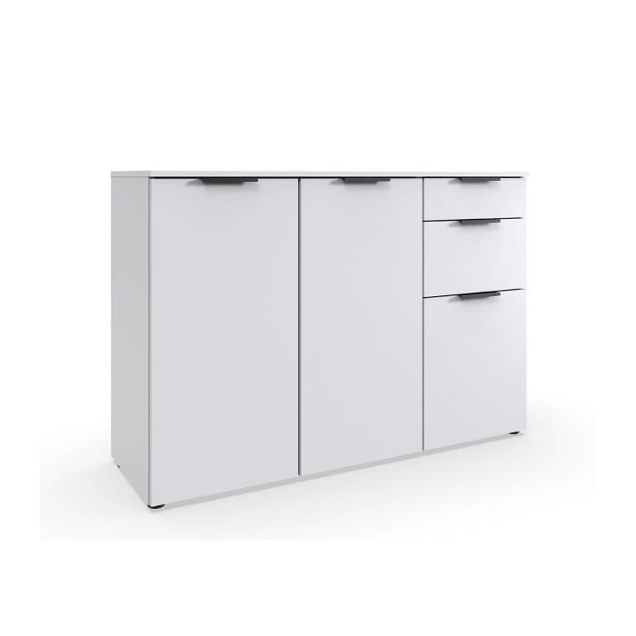 Commode combinée 2 portes et 3 tiroirs avec poignées en métal L122 cm ...