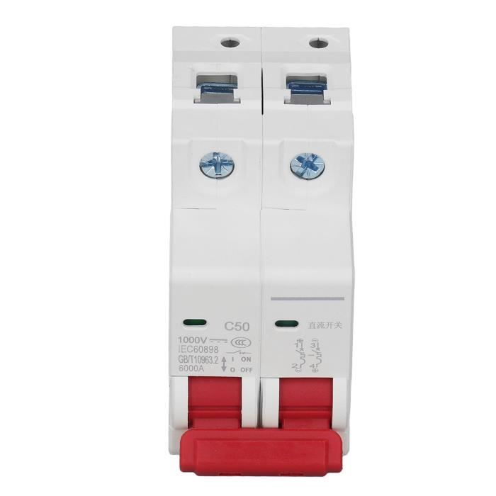 HURRISE Mini disjoncteur CC Disjoncteur Miniature cc 2P système PV solaire 50A montage sur Rail ...