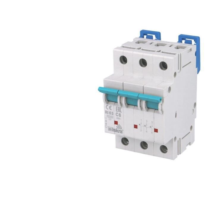 Disjoncteur tripolaire modulaire 6A courbe C Iskra Disjoncteur ...