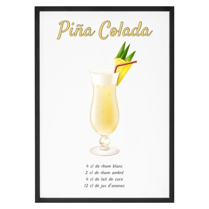 Affiche Cocktail Piña Colada - Tableau décoration murale - Confectionné ...