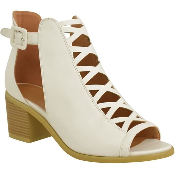 Fashion Thirsty Femmes Talon Bas Compensé Sandales Découpe Chaussures à ...