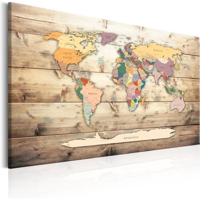 Tableau Cartes du monde World Map: Colourful Continents 120x80 cm ...