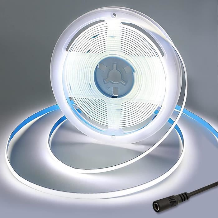 Ruban Led Cob Dc 12V 4.5M,6000K Blanc Froid,320 Led,À Intensité Variable,Bande Led Flexible Pour ...