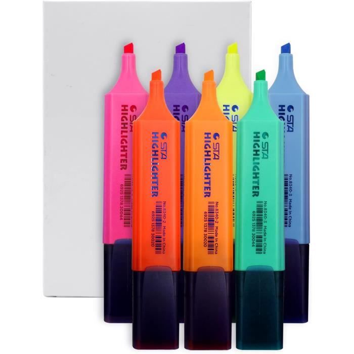 Surligneurs de Haute Couleurs, 7 Couleurs Marqueurs Pastel, Surligneurs ...