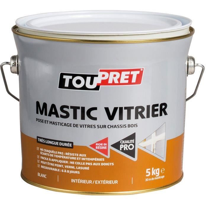 Mastic vitrier - TOUPRET - 5 Kg - Blanc - Riche en résine - Idéal pour ...