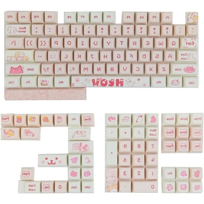 133Keys Cute Peach Cat Keycaps Xda Profile 9Mm Épaisseur Pbt Keycap ...