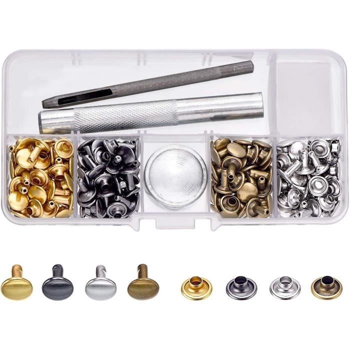 Lot De 100 Rivets En Cuir De 8 Mm À Double Capuchon Tubulaire En Métal ...