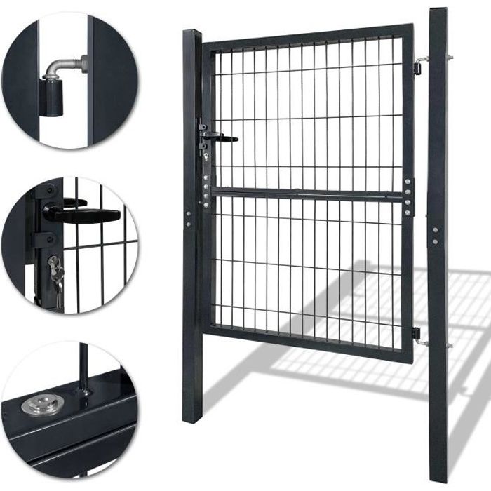 Porte de jardin - YRHOME - Portail simple - Acier galvanisé - 175 cm ...