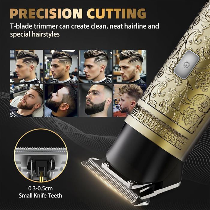 TONDEUSE CHEVEUX - Fleuve - Tondeuse cheveux/barbe homme IPX7, lame titane T0, 4 peignes guidage ...