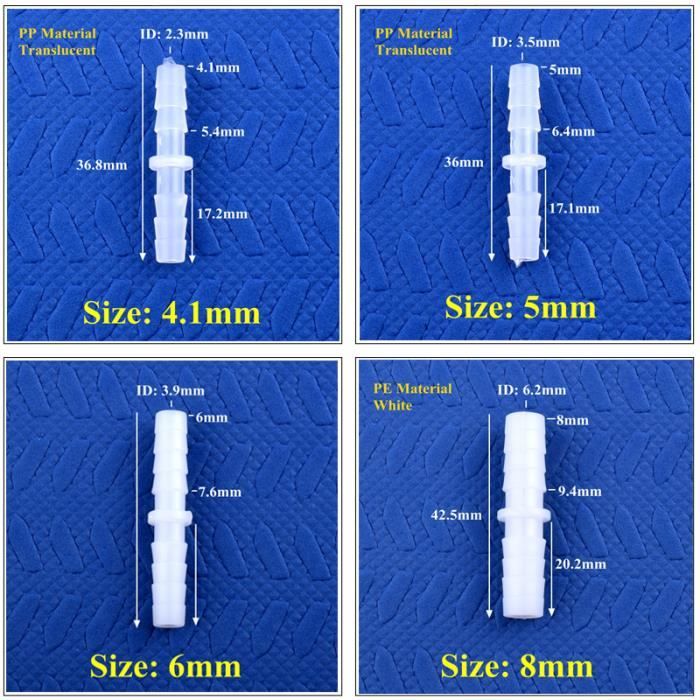 PE 6-6mm-20 morceaux-Raccords De Tuyau De Pompe À Air Pour Aquarium, De Qualité Alimentaire En ...