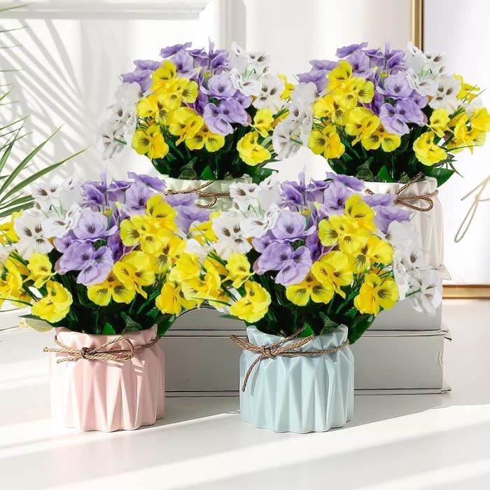 9 Bouquets Fleurs Artificielles Extérieures, Résistantes Aux Uv Pensées ...