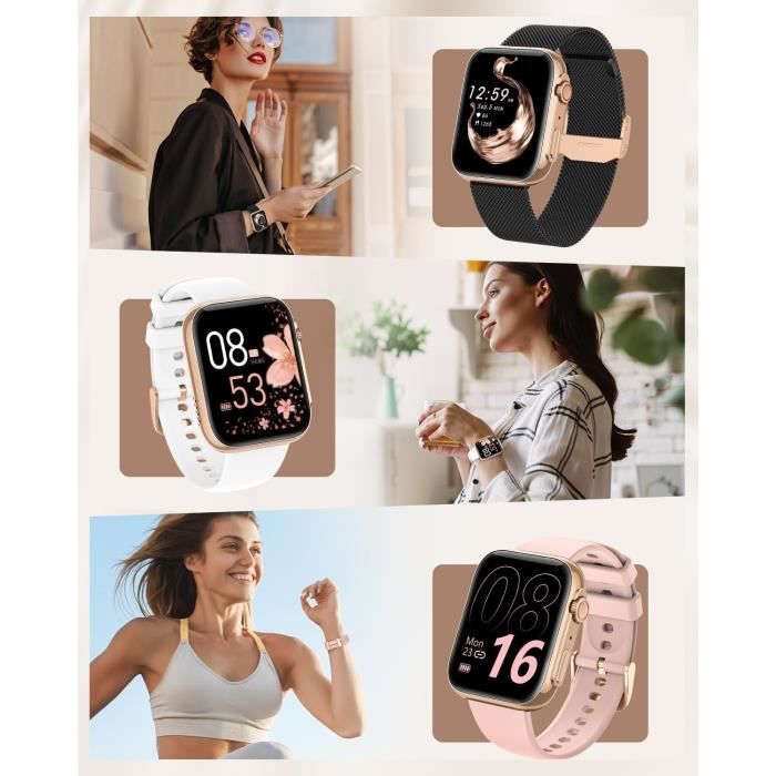 Montre Connectée Femme Avec Appel Bluetooth 5.3, 1.85” Smartwatch Avec ...