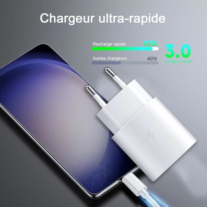 Chargeur Rapide Type C 25W Chargeur De Téléphone Android Super Charge ...