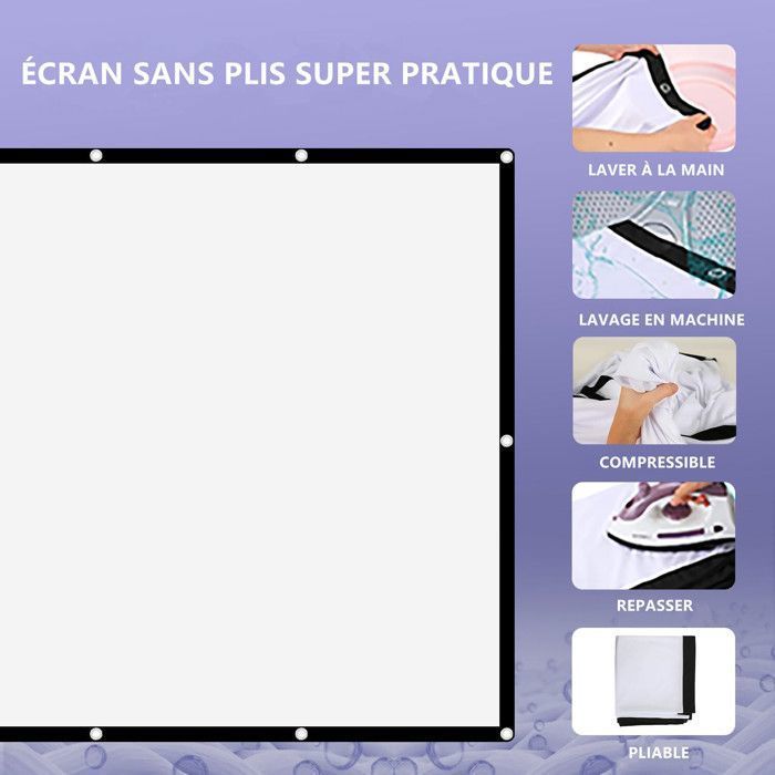 VISULAPEX Écran de Projection 120 Pouces Portable Pliable 16: 9 HD Anti ...