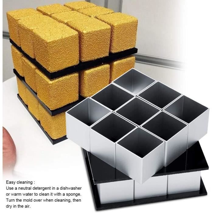 Moule À Gâteau 3D Cube En Métal Rotation À Trois Couches Mousse Gâteau ...