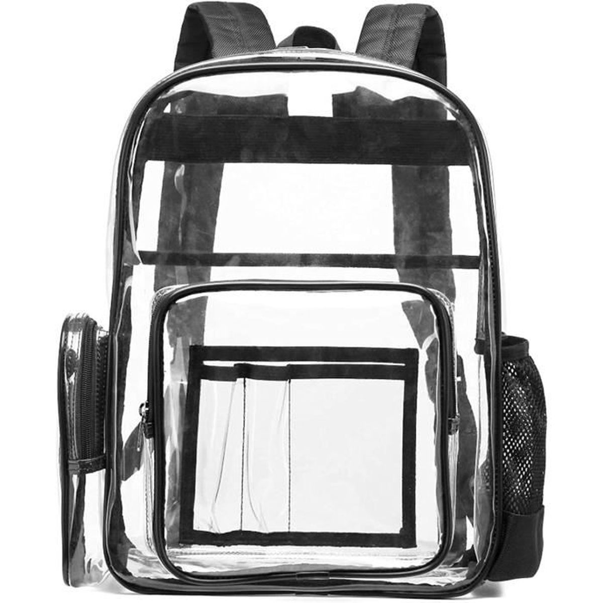 AMOUNE Sac à Dos PVC Transparent Cartable Approuvé par Le Stade,Noir,M ...