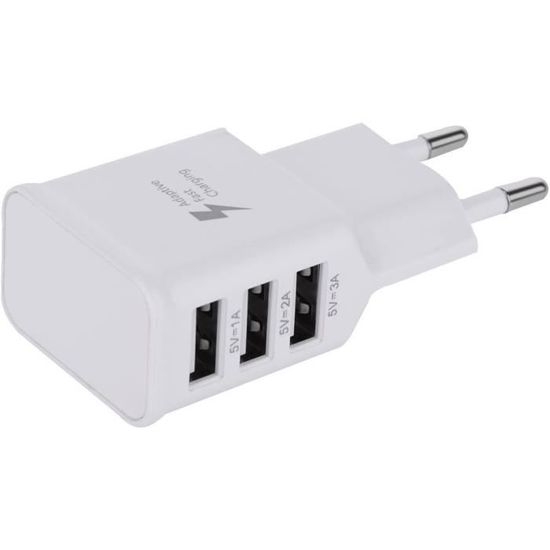 Chargeur USB, 100-220V Chargeur Mural Universel sûr 3 Ports de Charge ...