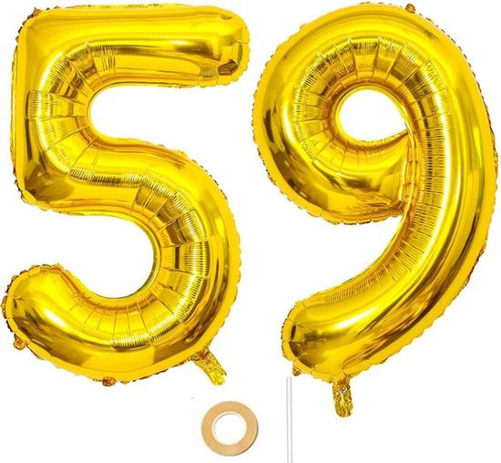 Ballon Anniversaire 59 Ans or 100 CM Ballon Chiffre Numro 59 or ...