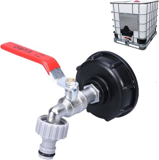 Robinet Cuve 1000L Avec Adaptateur Robinet Tuyau Arrosage, S60X6 IBC Raccord Robinet, Robinet de ...