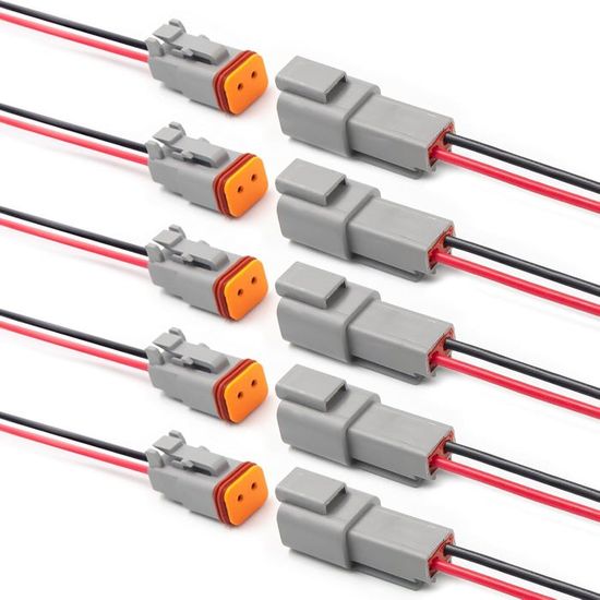 5 Paires DT Connecteur Automobile 2 Fils avec Câble, Deutsch Connecteur ...