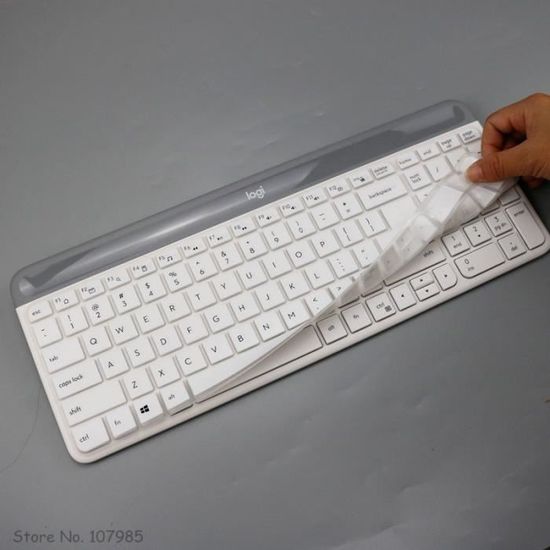 Blanc-Juste de protection pour clavier sans fil en silicone, lavable ...
