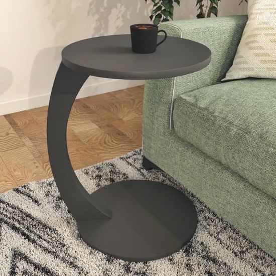 Table d’appoint Holeby ronde à roulettes gris - Cdiscount Maison