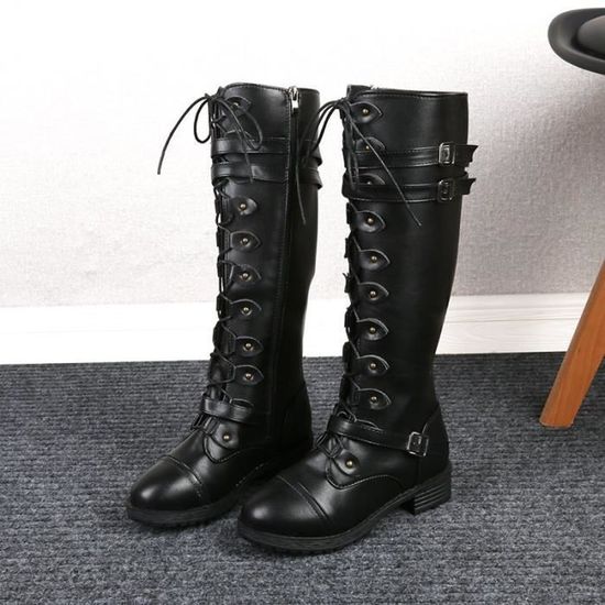 Bottes en cuir décontractées pour femmes - ECELEN - Tube long - Talon ...