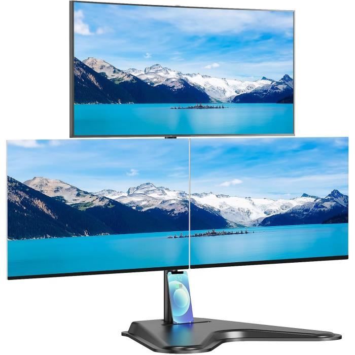 Support Ecran PC 3 Ecran avec Base autoportante, Bras Articulé écran PC ...