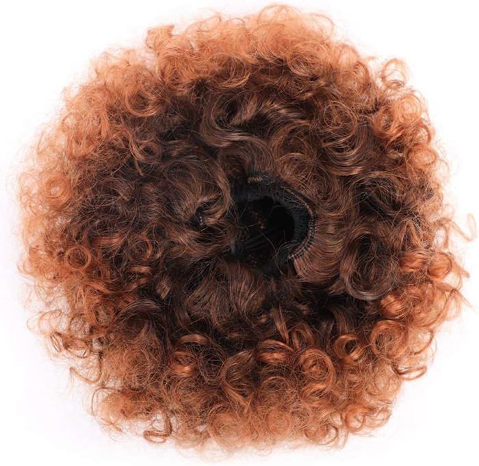 Puff Afro Courtes Frisées en Brun Foncé - 2 Pièces de Cheveux Clip-On ...