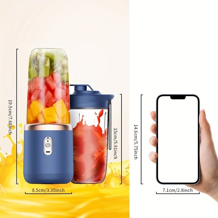 Bleu Extracteur de jus portable sans fil avec 2 tasses et couvercle ...