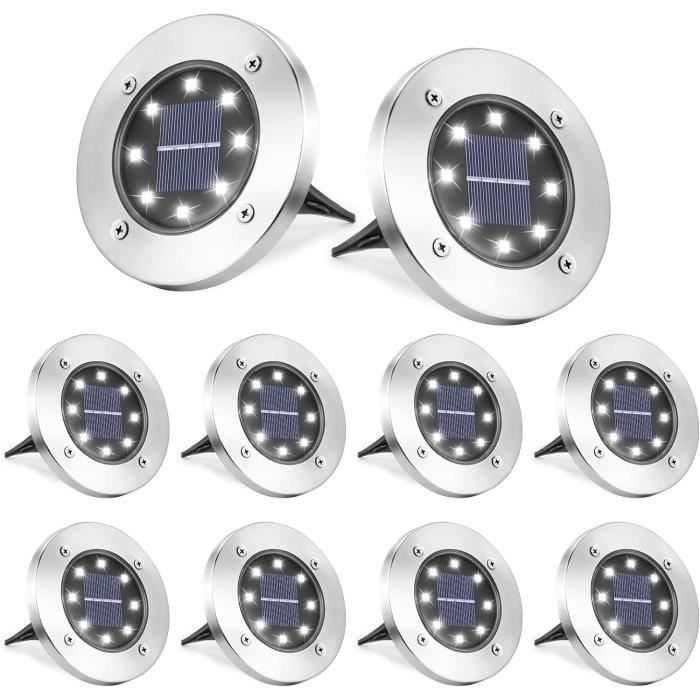 8 Pièces Lumière Solaire Extérieur, 8 LED Lampe Solaires Jardin Au Sol ...