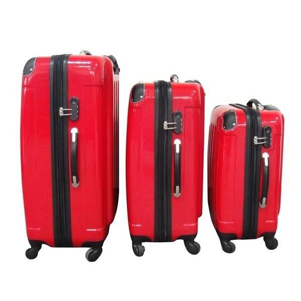 SET DE 3 VALISES RIGIDE ROUGE