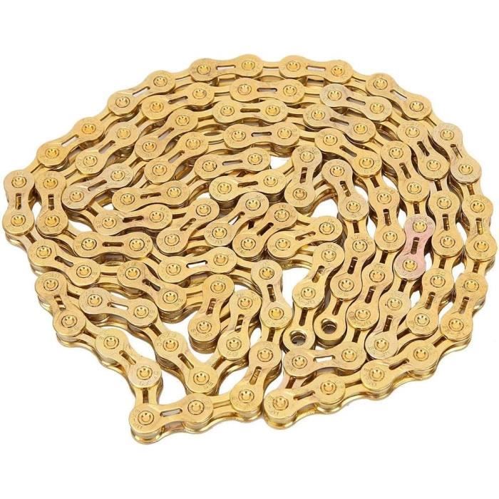 Chaîne de vélo dorée à 9 vitesses, 116 maillons, ultralégère, 9 ...