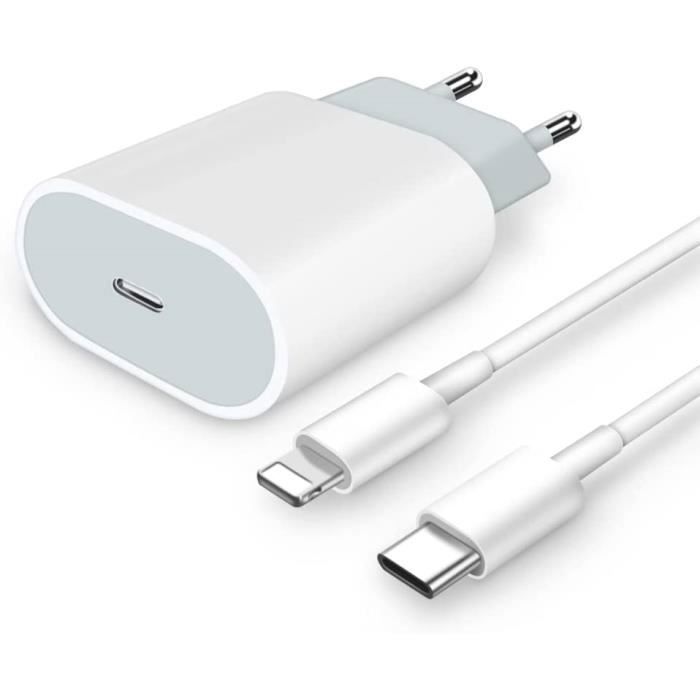 Chargeur Rapide iPhone USB C - Certifié MFi - Chargeur Rapide PD 20W avec 1 Mètre Câble ...