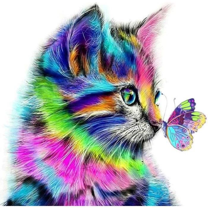 Domybest Chat De Couleur 5D Diy Diamond Painting Animaux Complet Artisanat Bricolage Peinture ...