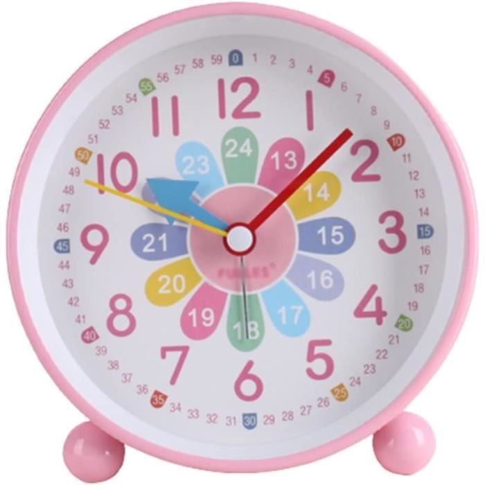 Réveil Enfant Rose - Élégant Réveil Mécanique Silencieux avec Lumière ...