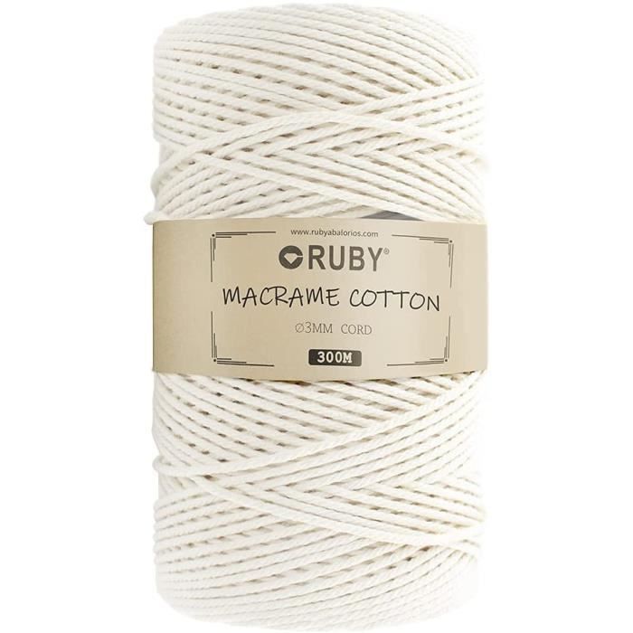 Corde Macramé 3mm, Fil Macrame Coton, Naturel Fil De Coton Macramé ...
