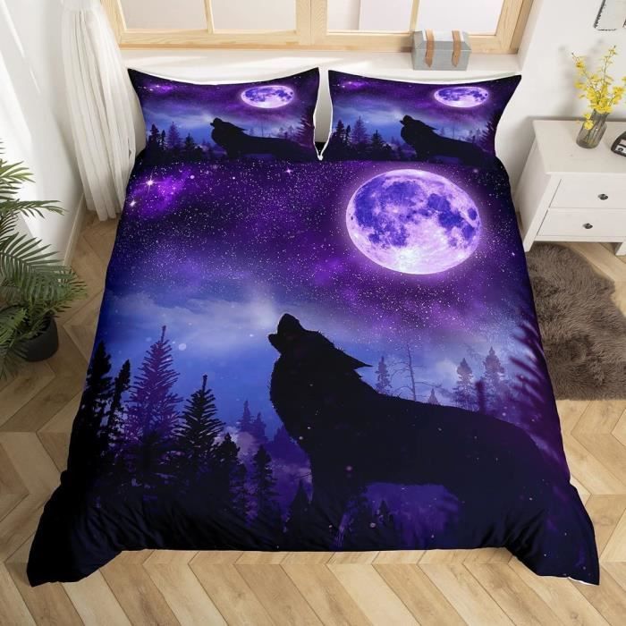 Housse Couette 240 x 260 Loup étoile 90 gsm 3d Imprimée Microfibre ...