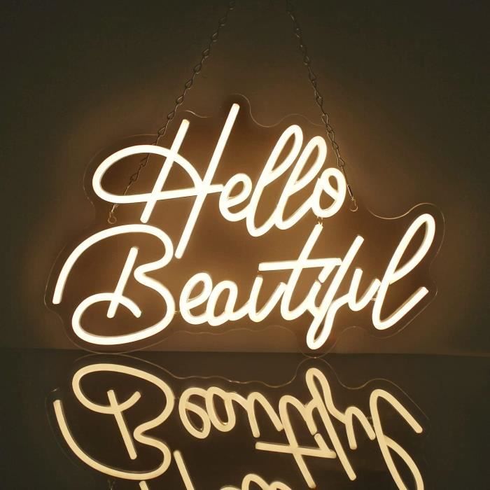 Hello Beautiful Neon Sign Led Enseigne Lumineuse Blanc Chaud Enseignes ...