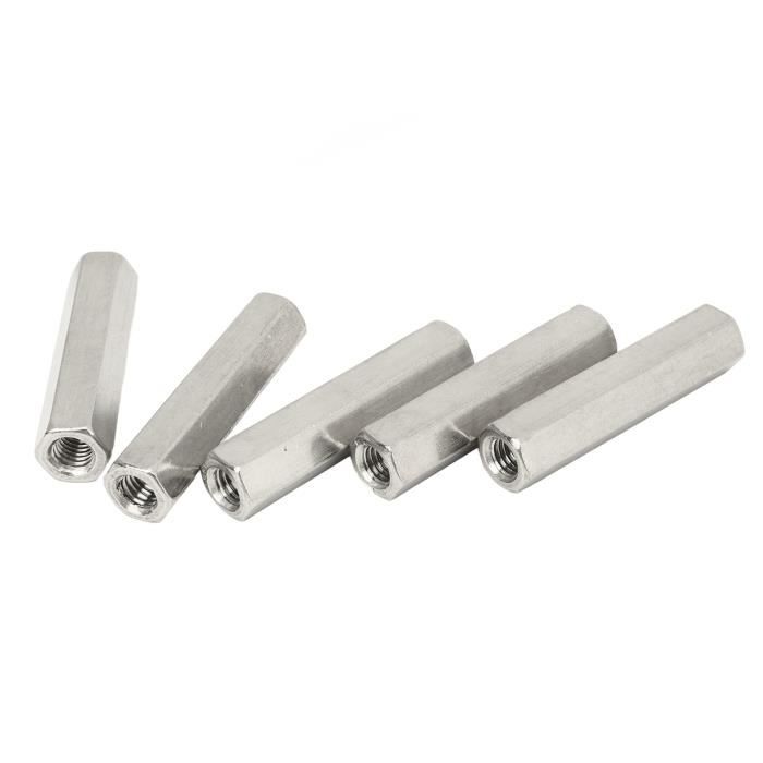 Fdit Kit d'écrou d'accouplement hexagonal M8 5 pièces argent M8 écrou d'accouplement hexagonal ...