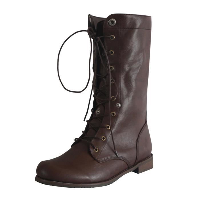 X43 Retro De Chevalier À Bout Rond Et Lacets Pour Hommes Femmes Boots ...