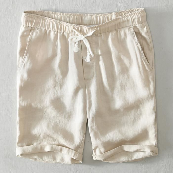 Short,Short en lin couleur bonbon pour homme, 6 couleurs, pour plage ...