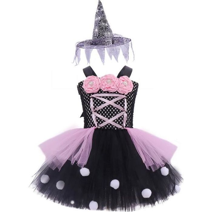 Iefiel Costume Sorcière Fille Enfant Chapeau Toile Daraignée