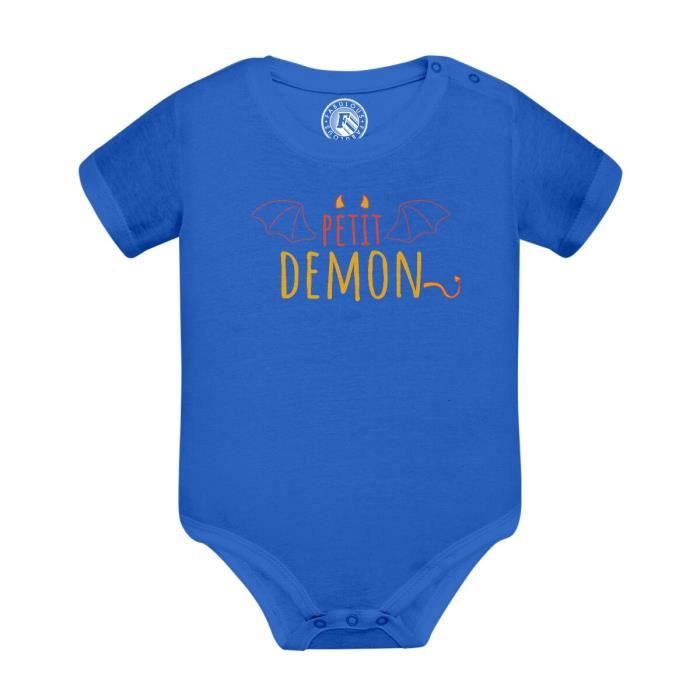 Body Bébé Manche Courte Bleu Petit Démon Mignon Dessin Original Diable ...