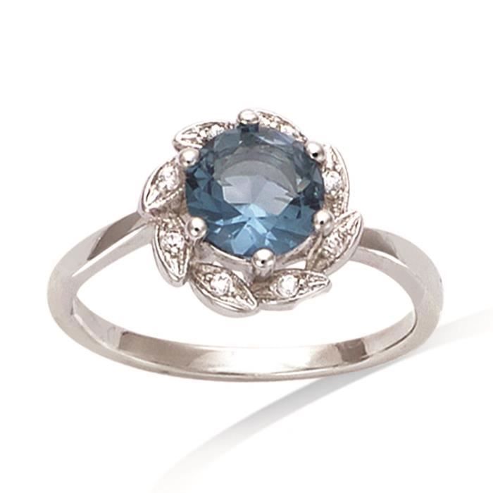 Bague argent 'Sissi' bleu London Blue argenté (rhodié) - 10 mm [R7387 ...