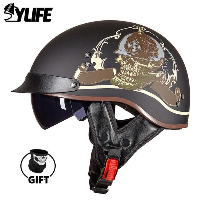 RUMOCOVO® casque de Moto certifié DOT, rétro, Vintage, Scooter ...