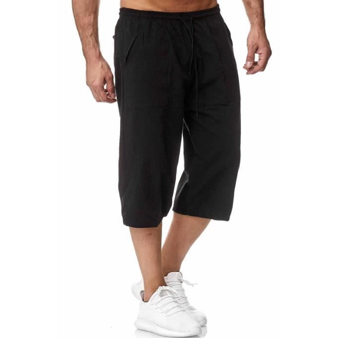 SHORT Shorts et Bermuda Homme Court Homme Été Coton Lin Short Taille ...