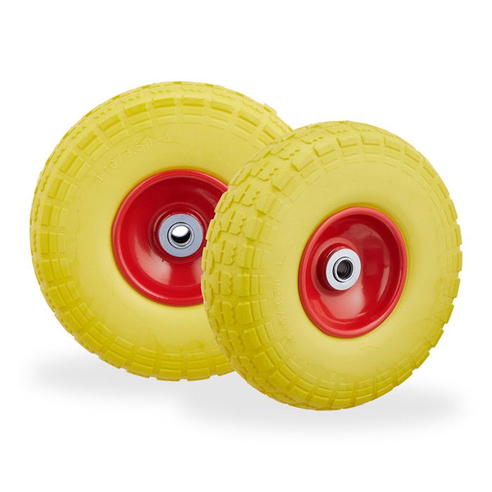 Roue de diable, lot de 4, caoutchouc, 260x85 mm, increvables, 16 mm, 4. ...